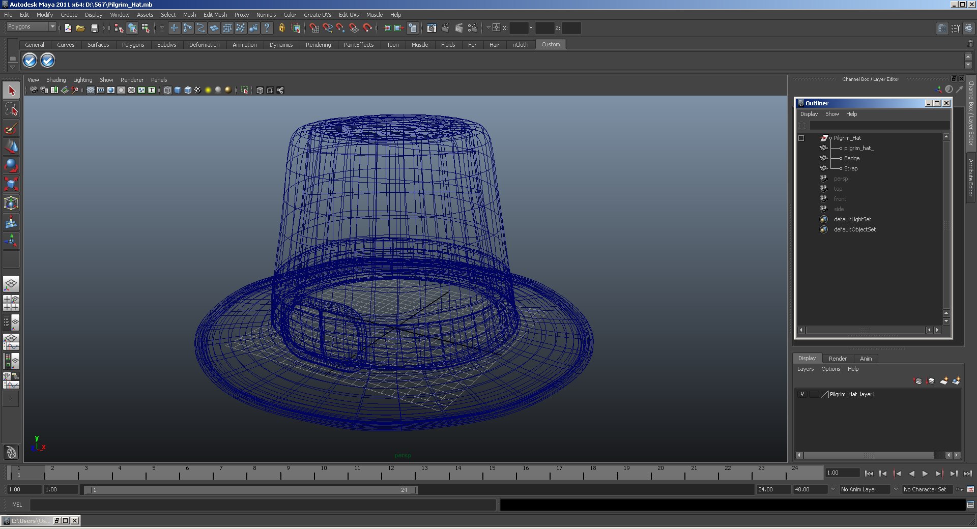 3D Model Black Pilgrim Costume Hat - TurboSquid 1269011