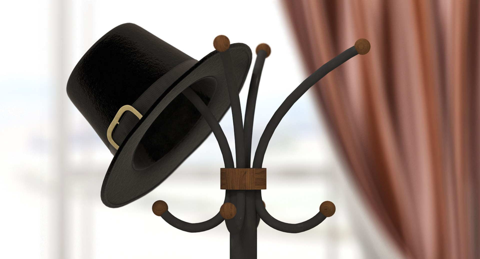 3D Model Black Pilgrim Costume Hat - TurboSquid 1269011
