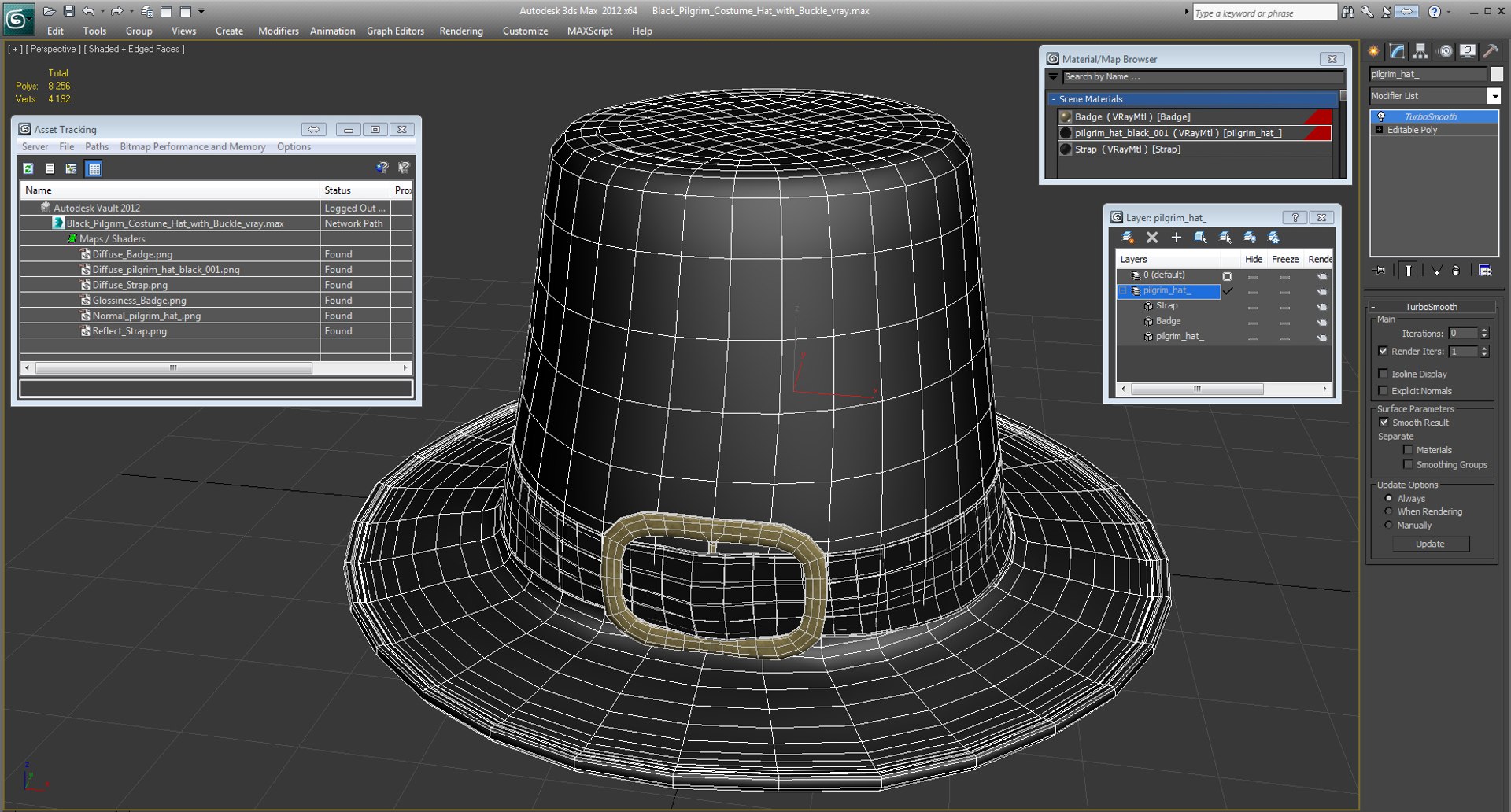 3D Model Black Pilgrim Costume Hat - TurboSquid 1269011