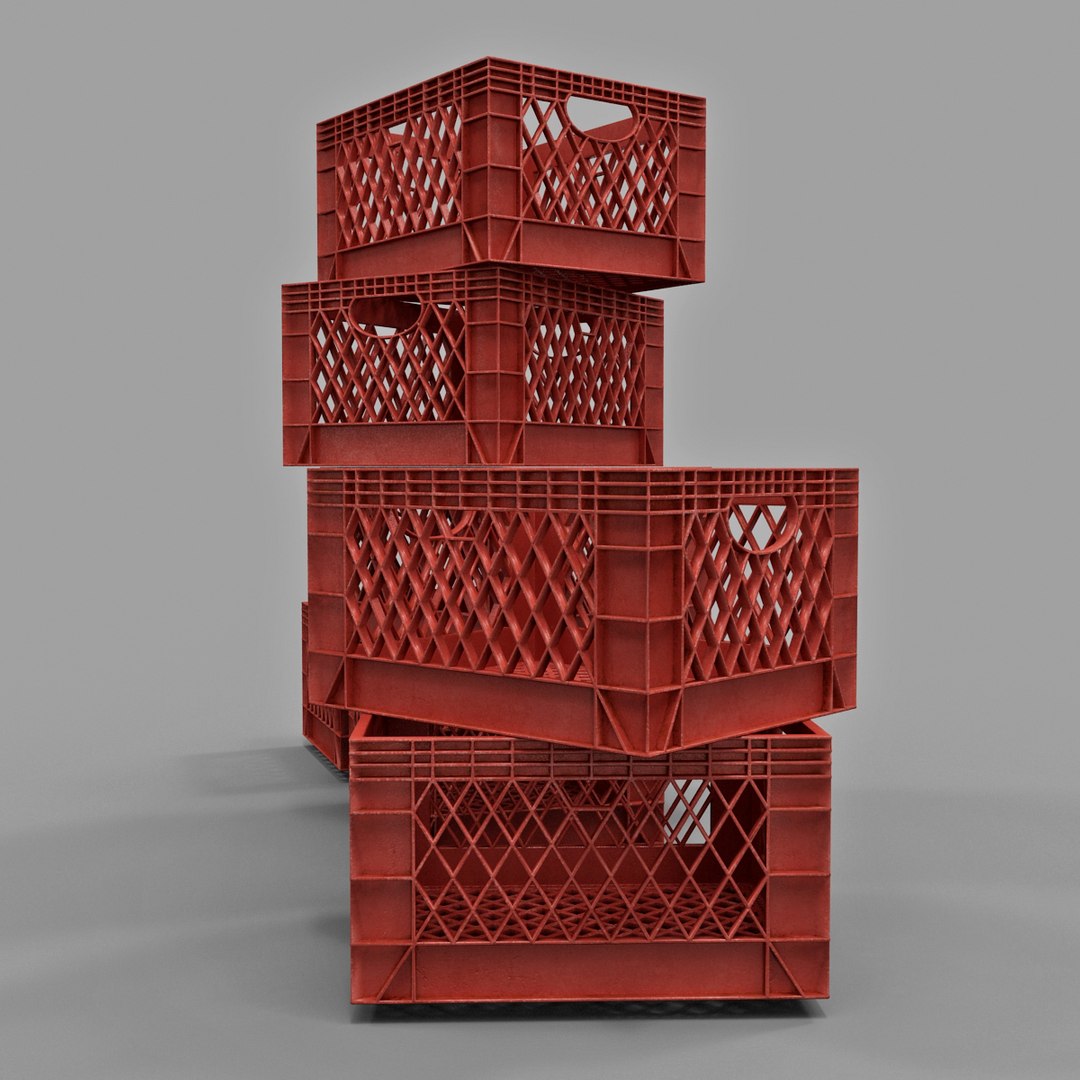 3d stacked milk crates model