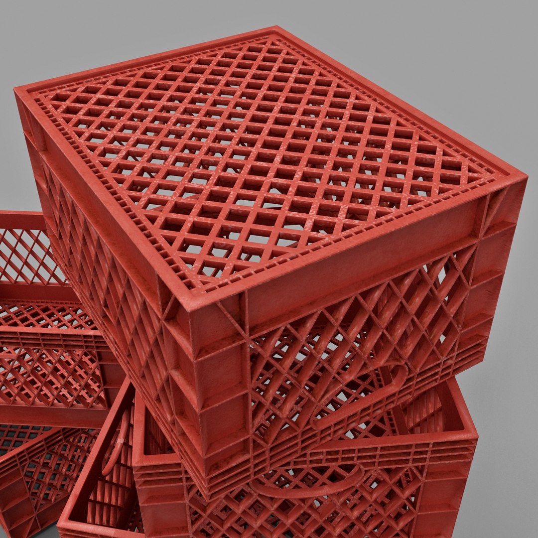 3d stacked milk crates model