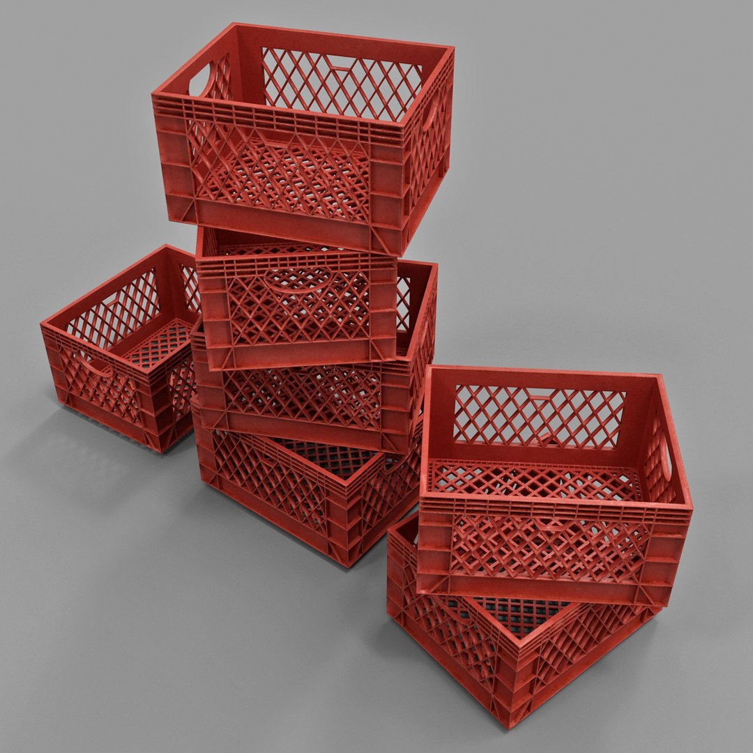 3d stacked milk crates model