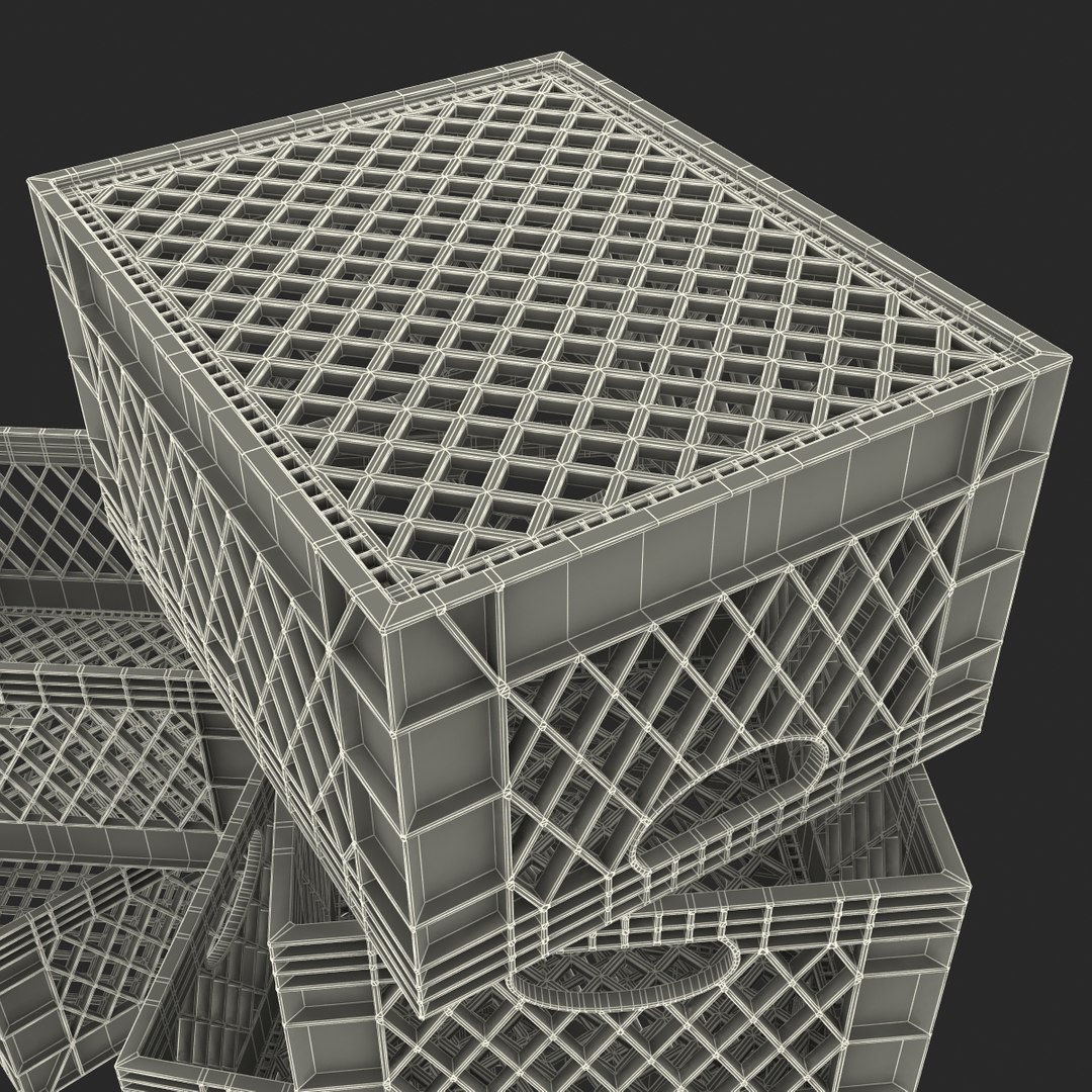 3d stacked milk crates model