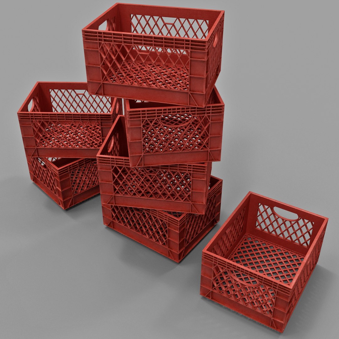 3d stacked milk crates model