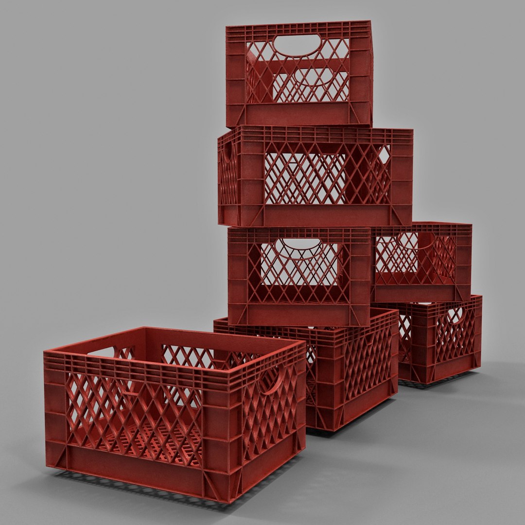 3d stacked milk crates model