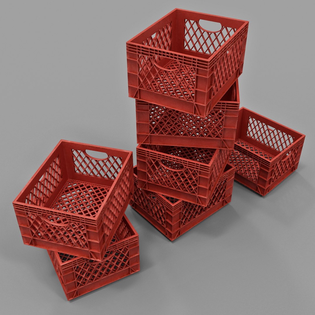 3d stacked milk crates model