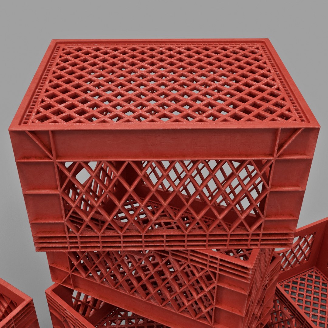 3d stacked milk crates model