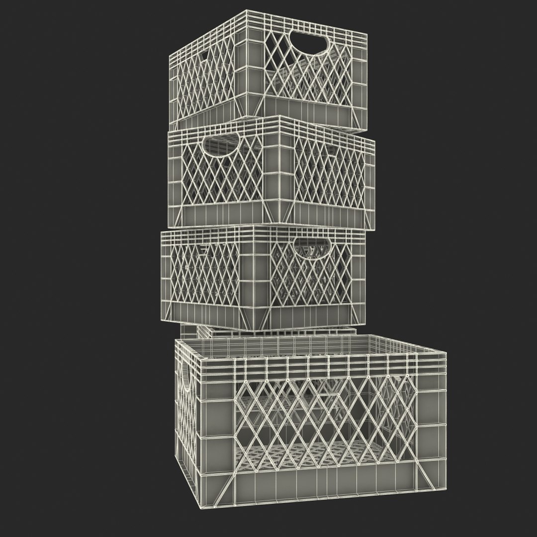 3d stacked milk crates model