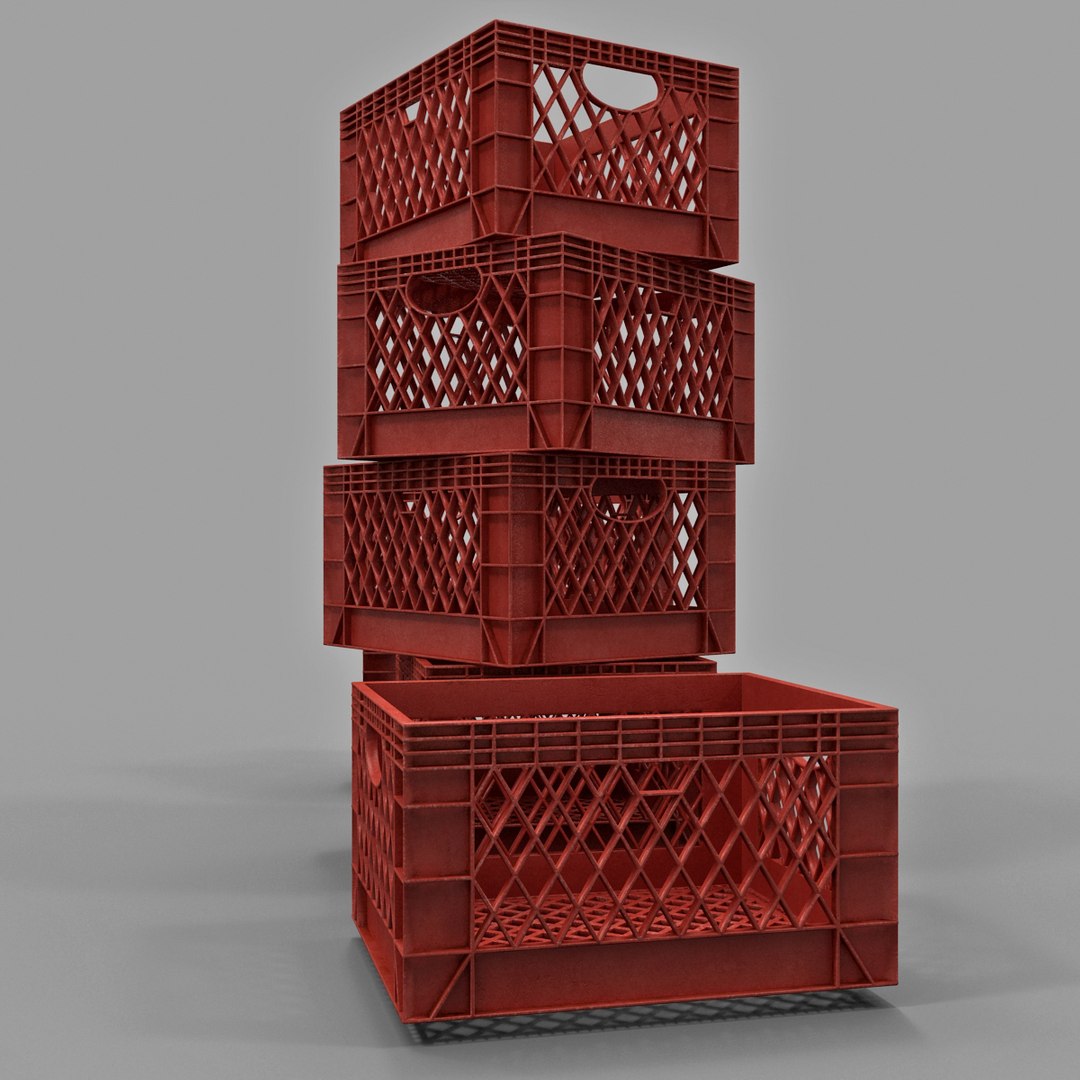 3d stacked milk crates model