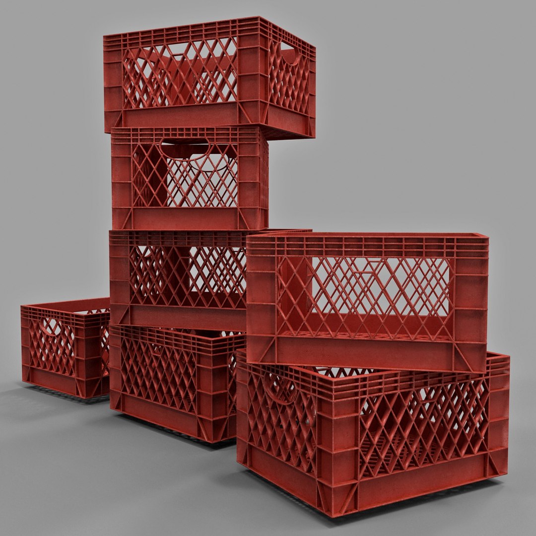 3d stacked milk crates model