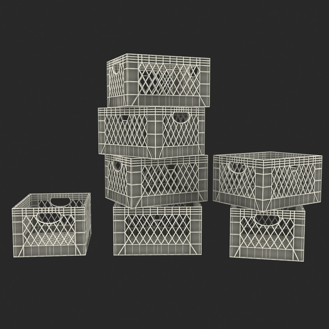 3d stacked milk crates model