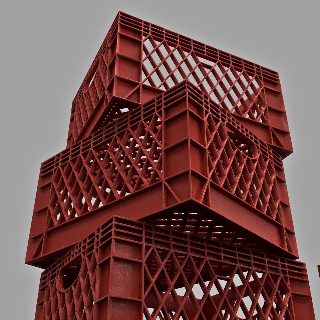 3d stacked milk crates model