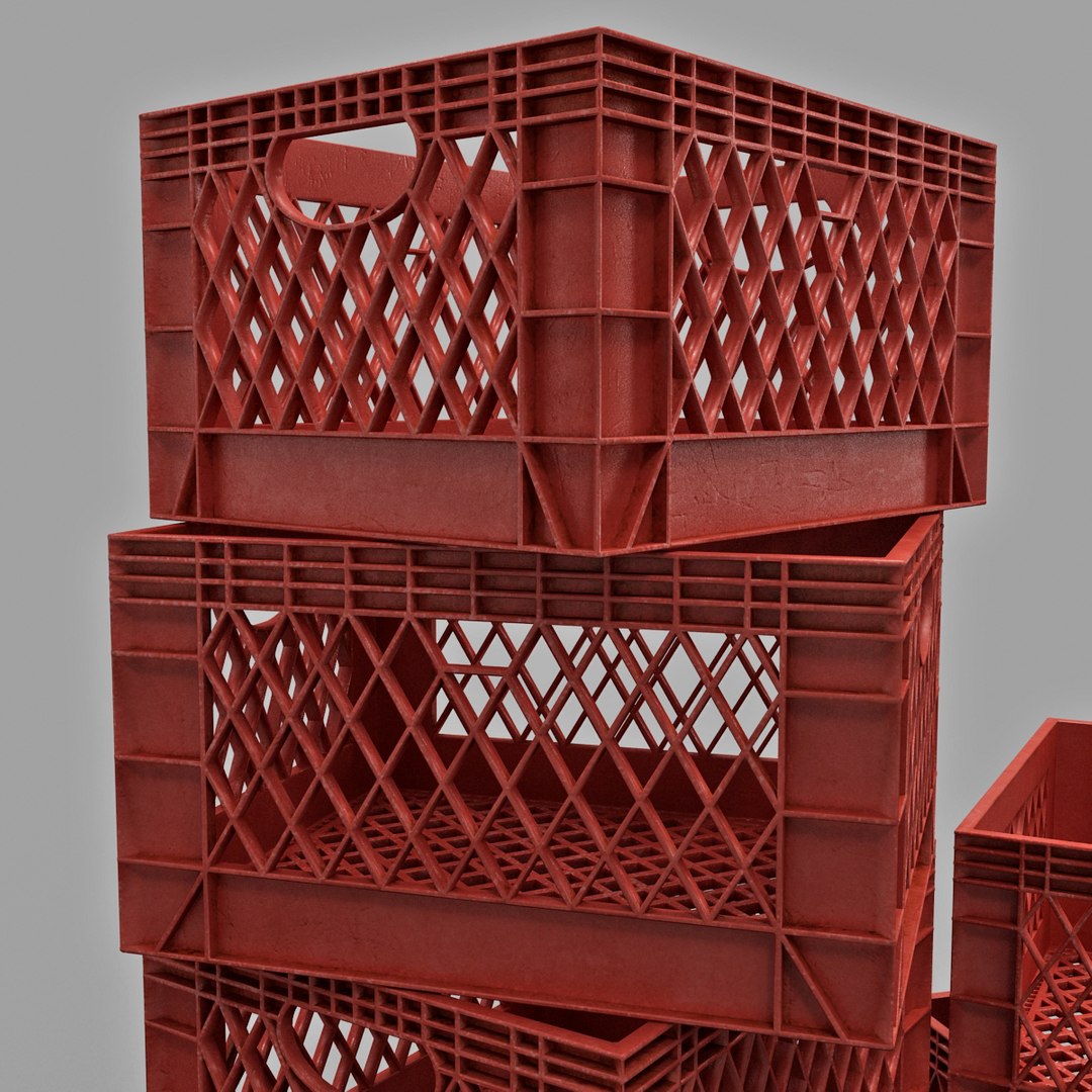 3d stacked milk crates model