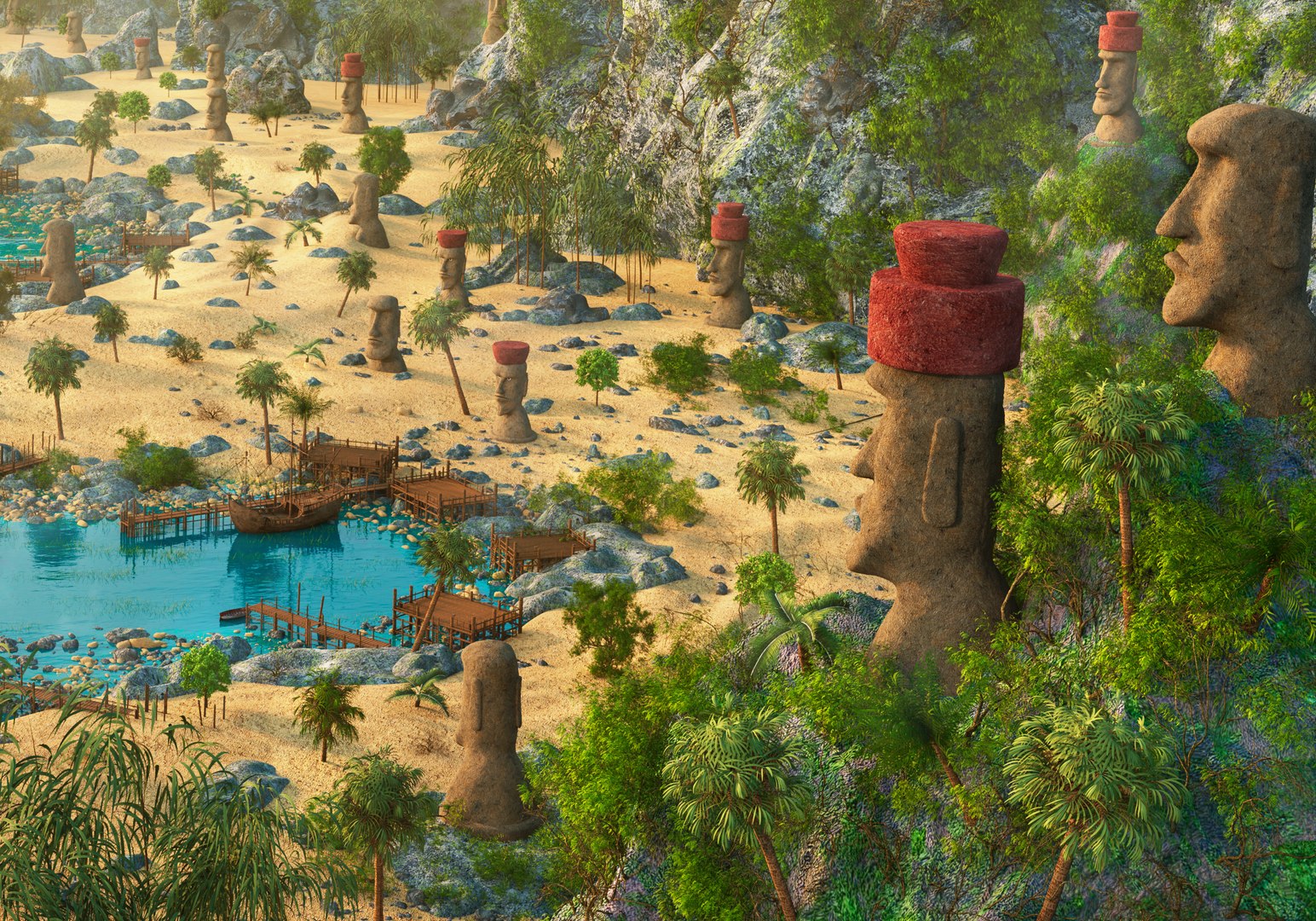3D Easter Island Environment - TurboSquid 2398965