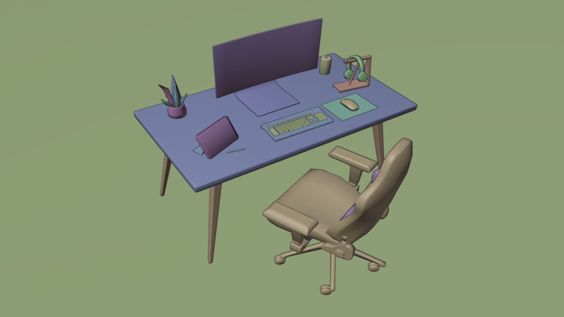 3D Workstation 3D Model - Semi Realistic Model - TurboSquid 2268117