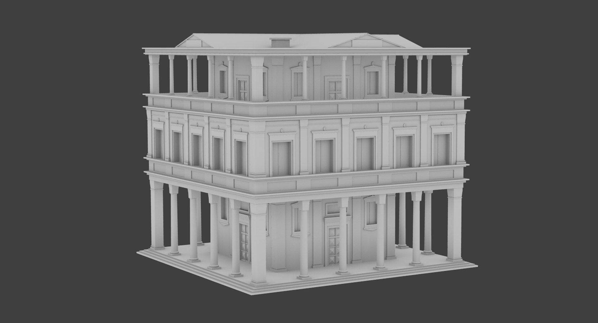 Italian Palace Building Grey 3D Model - TurboSquid 1380518