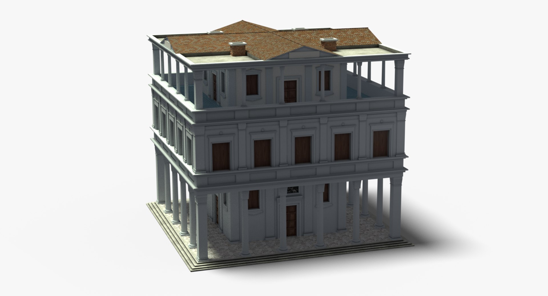 Italian Palace Building Grey 3D Model - TurboSquid 1380518