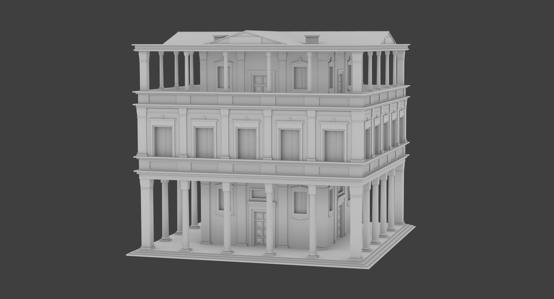 Italian Palace Building Grey 3D Model - TurboSquid 1380518