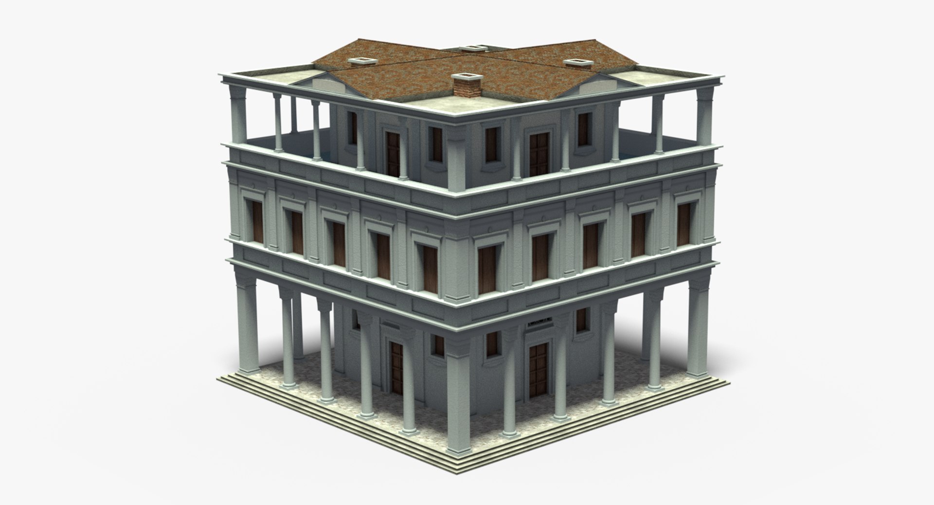 Italian Palace Building Grey 3D Model - TurboSquid 1380518