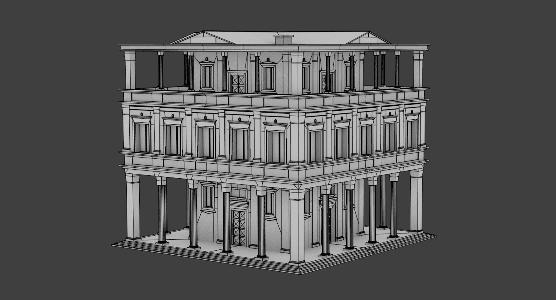 Italian Palace Building Grey 3D Model - TurboSquid 1380518