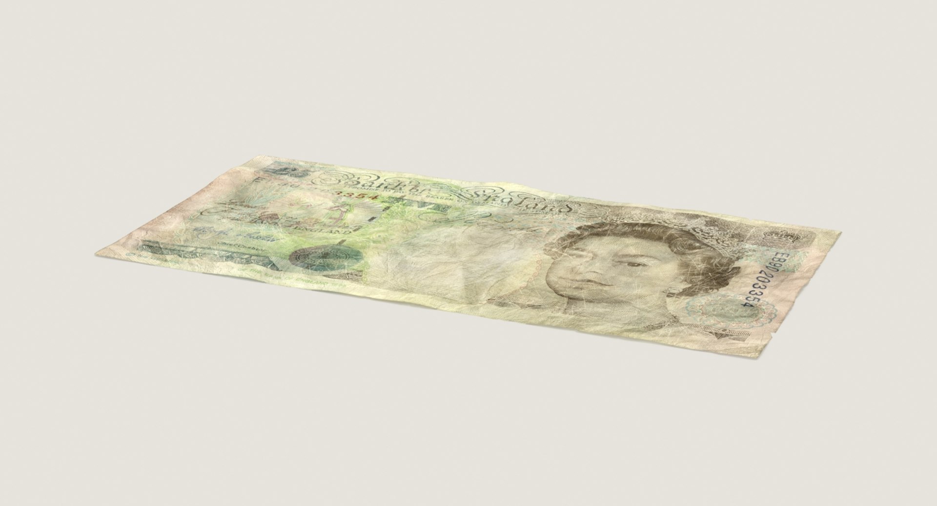 5 pound note distressed 3d max