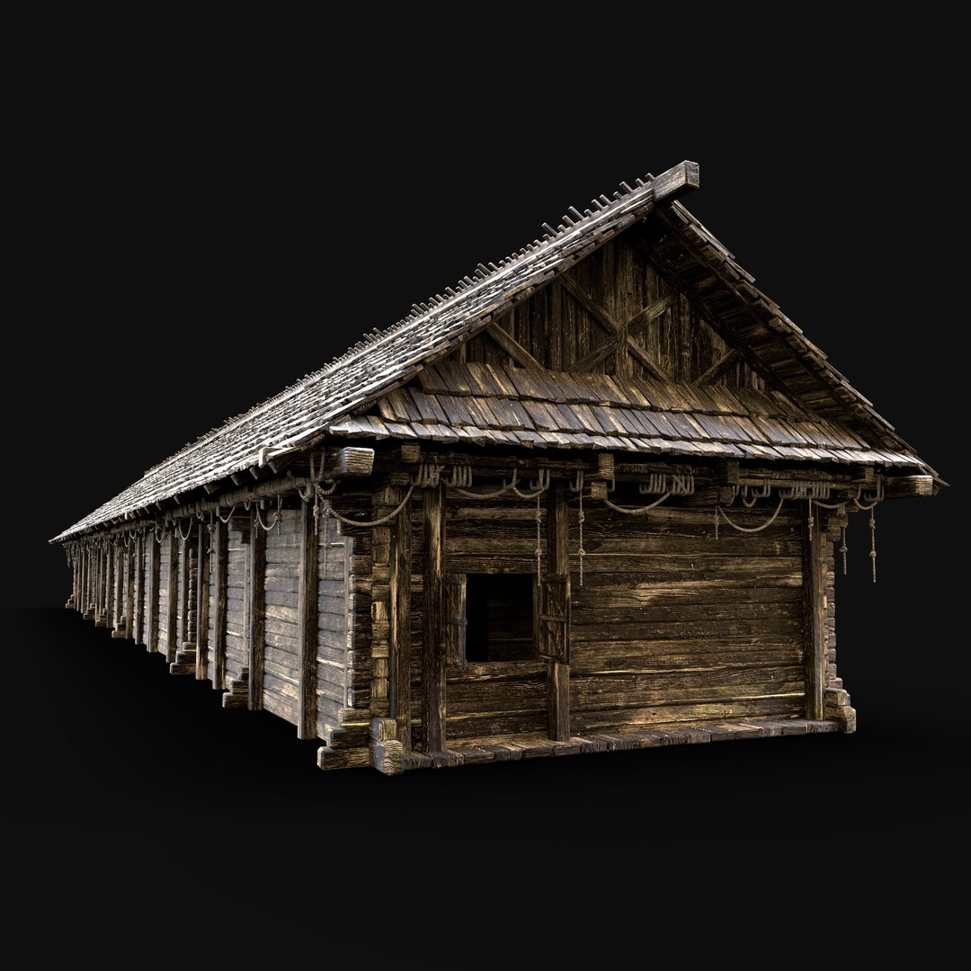 SLAVIC LONG HOUSE HUT FARM SHED BARN COTTAGE MEDIEVAL WOODEN AAA 3D ...