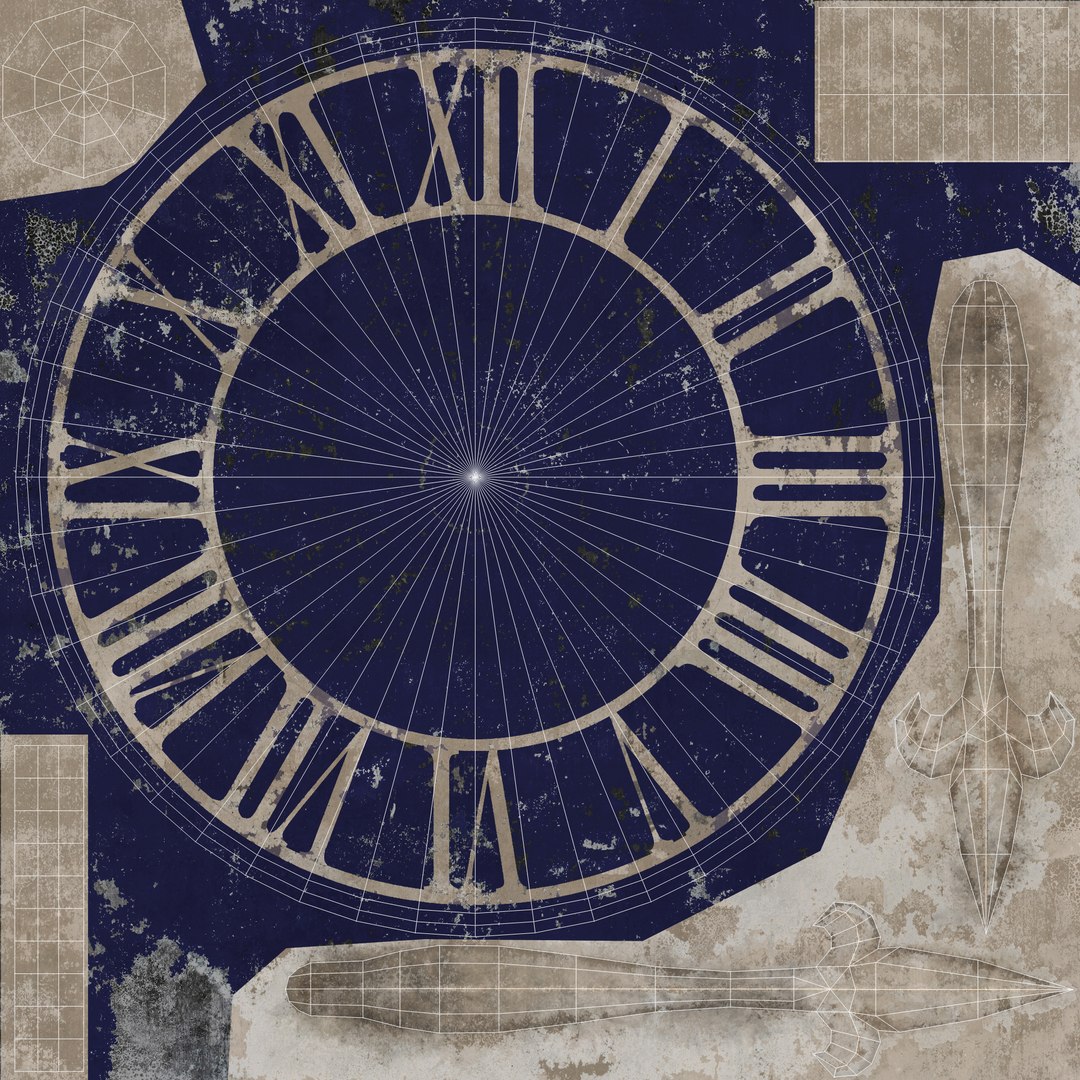 3D Model Antique Tower Clock Royal Blue - PBR - TurboSquid 1854256