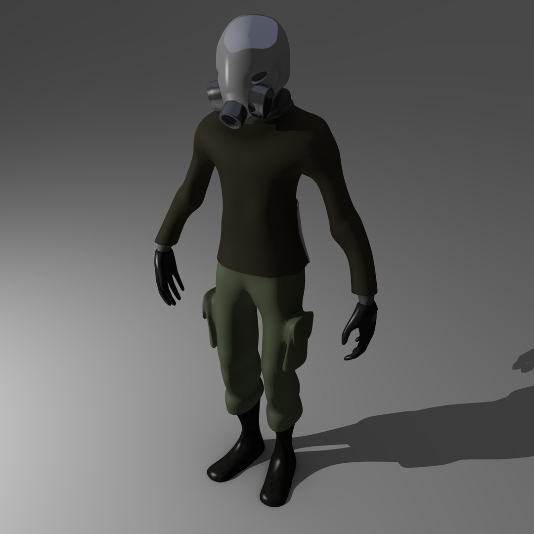 3d Rigged Gas Mask Character