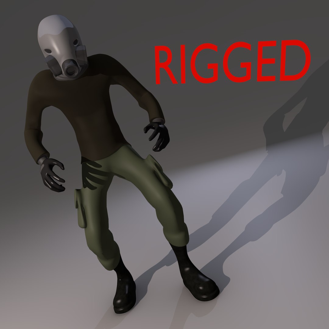 3d Rigged Gas Mask Character