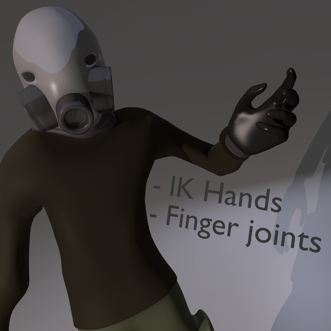 3d Rigged Gas Mask Character