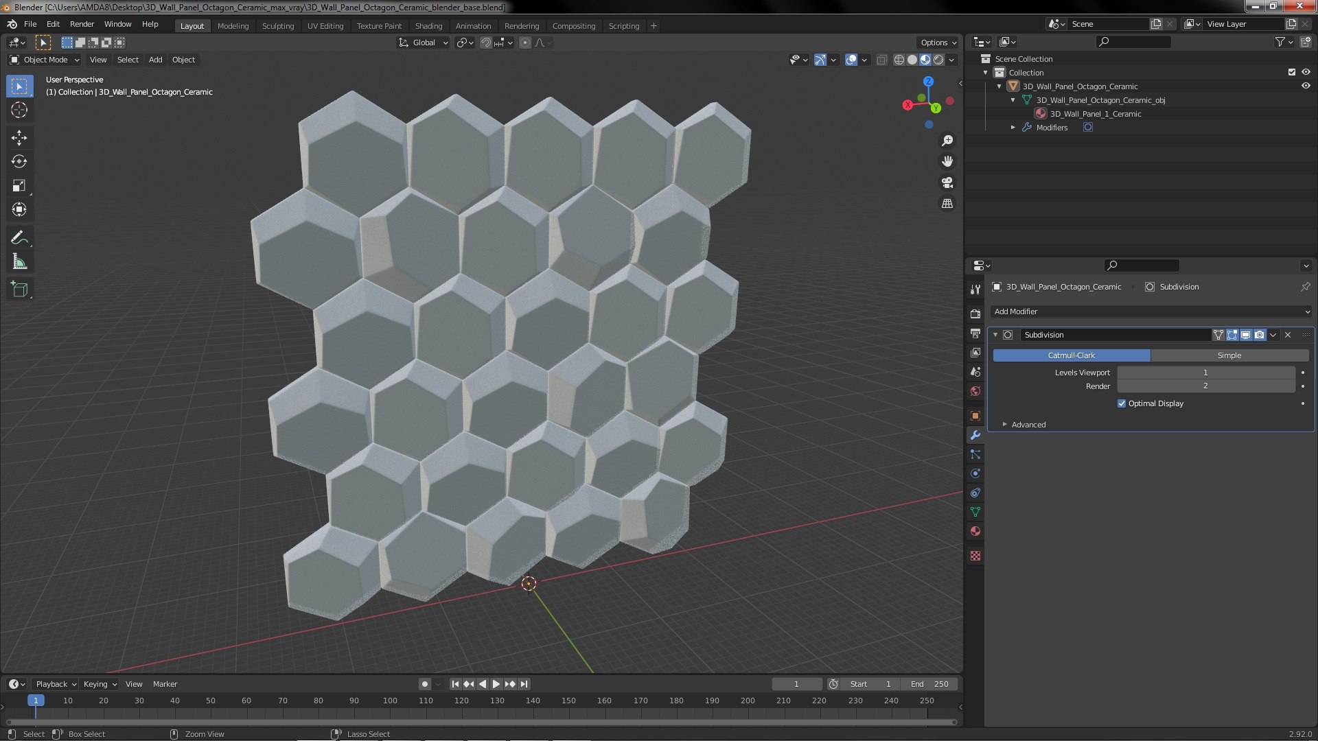 3D 3D Wall Panel Octagon Ceramic - TurboSquid 1907985