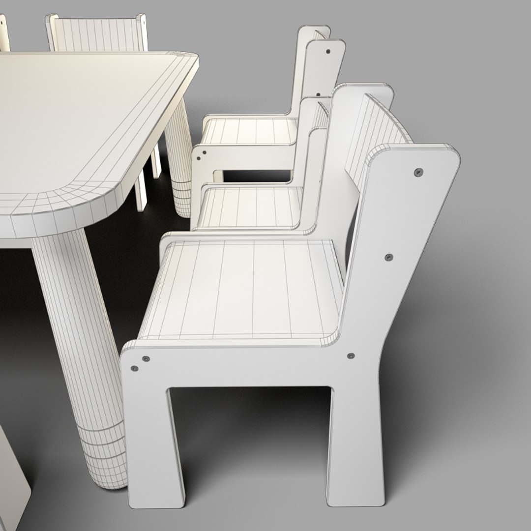 3d Kindergarten Children Furniture Chairs Model