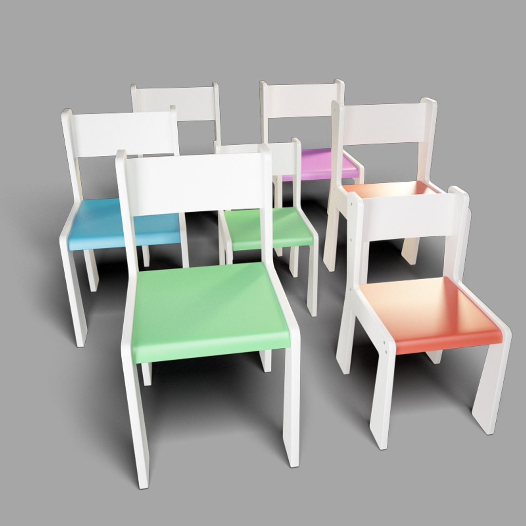 3d Kindergarten Children Furniture Chairs Model