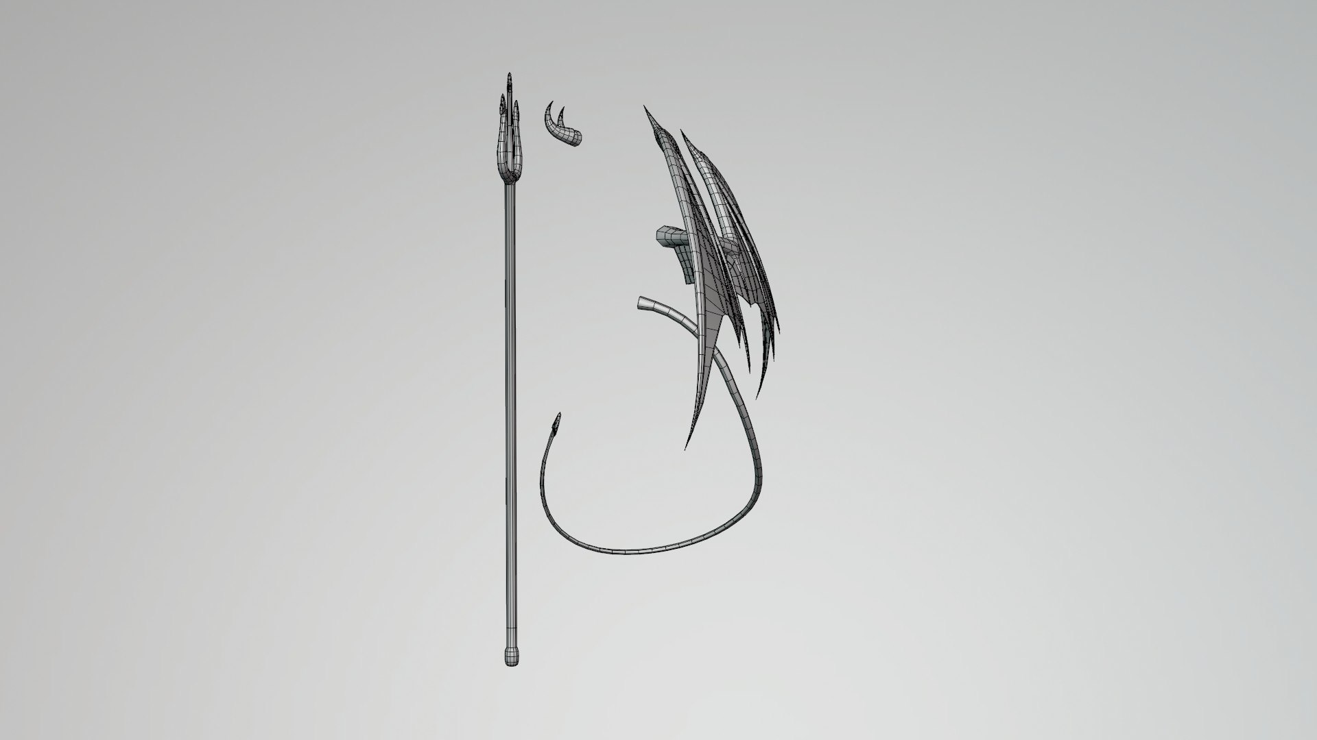 3D Devil Horns Trident Wings - Low poly - TurboSquid 1979710