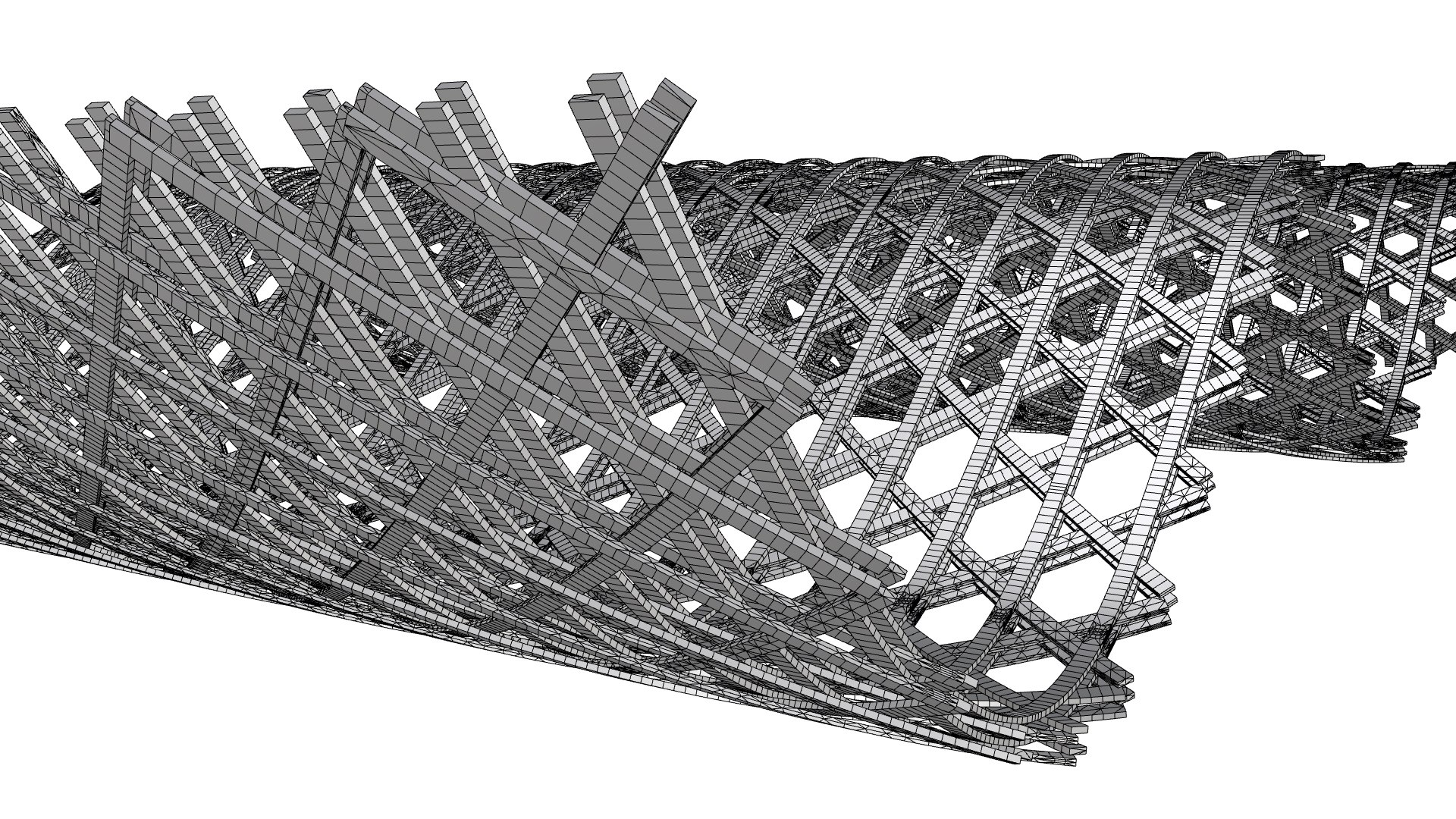 Layered Beams Waves Structure 3D Model - TurboSquid 2162541