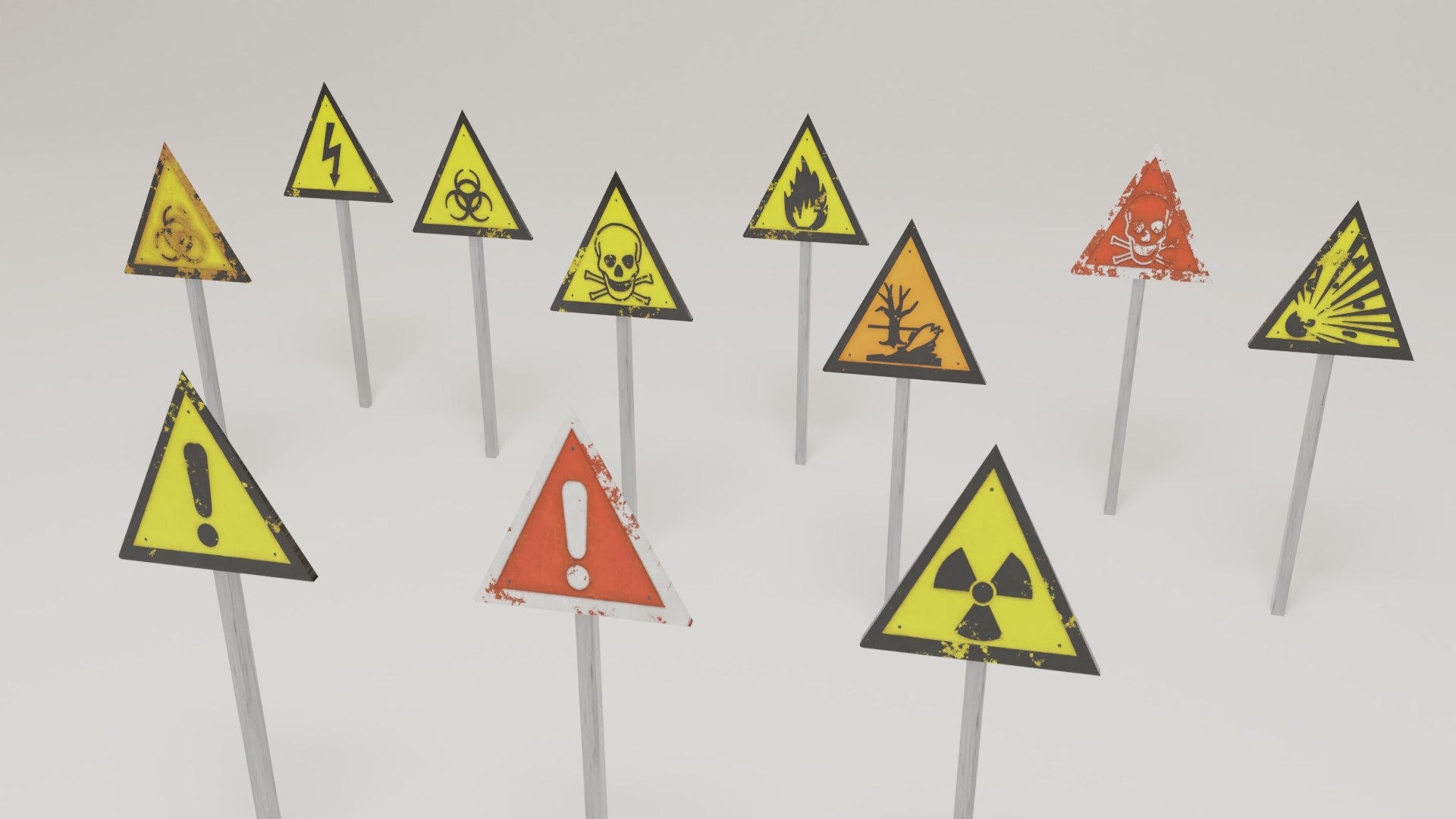 3D Warning Signs Pack - TurboSquid 1704387
