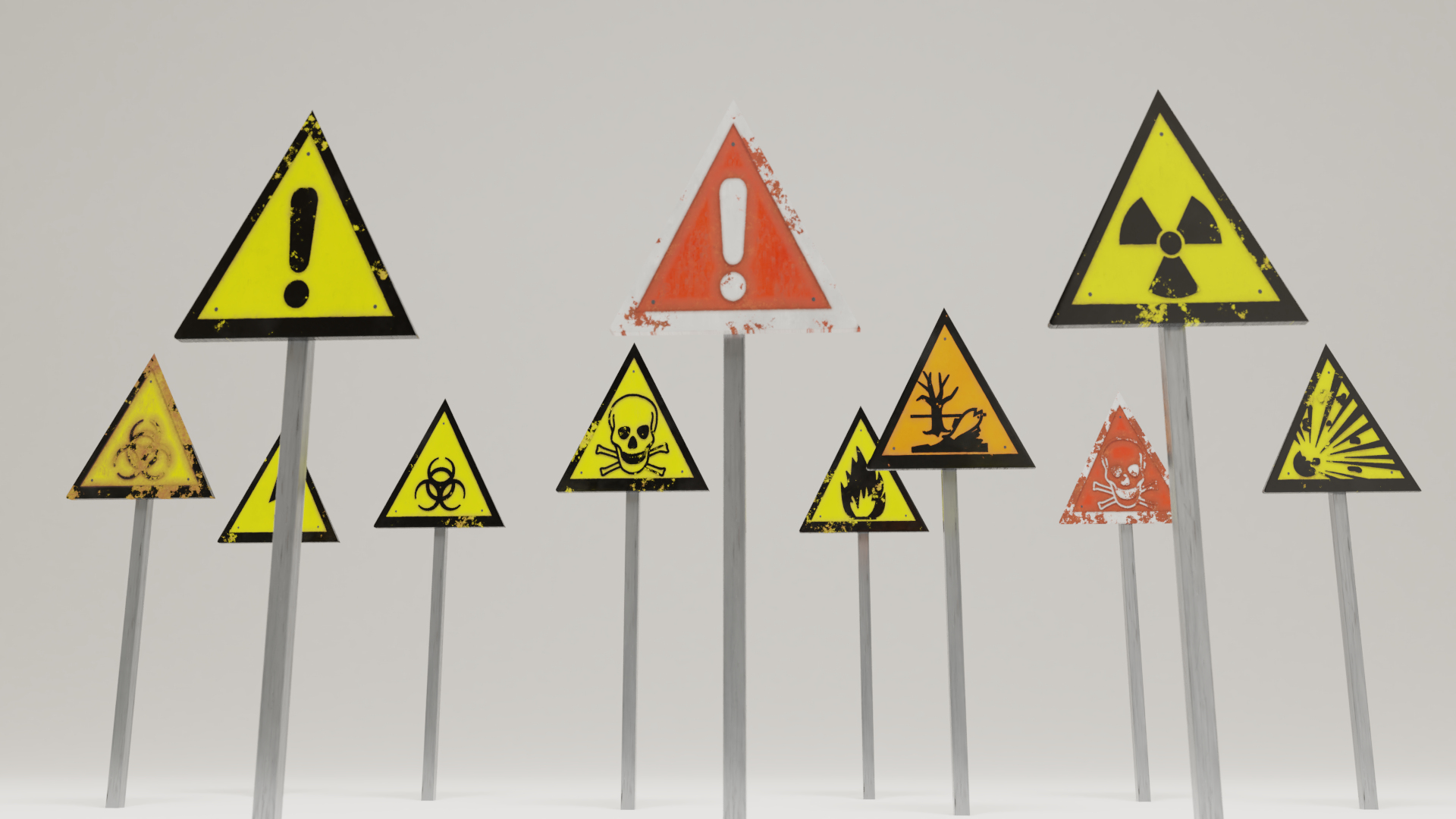 3D warning signs pack - TurboSquid 1704387