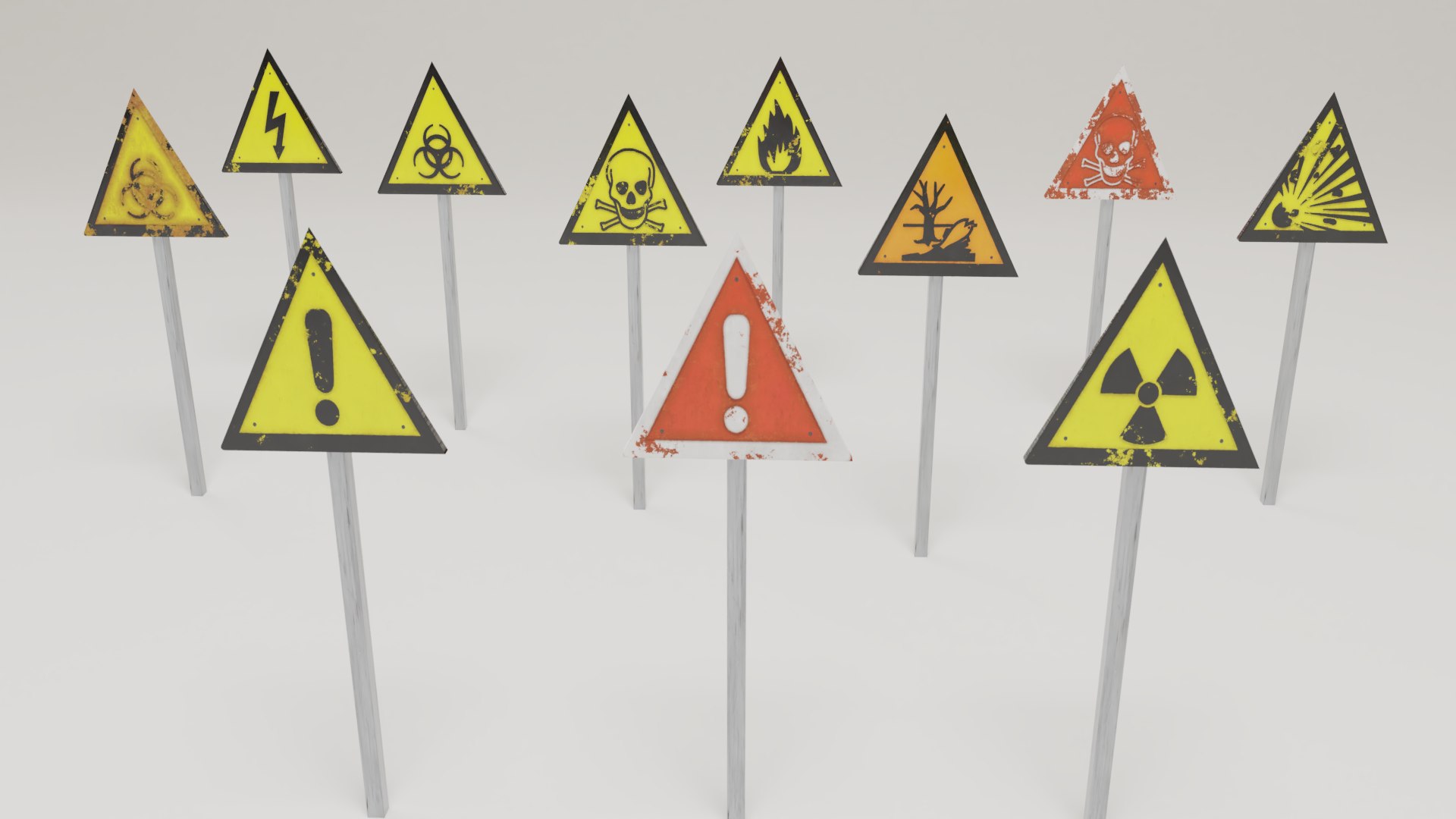 3D Warning Signs Pack - TurboSquid 1704387