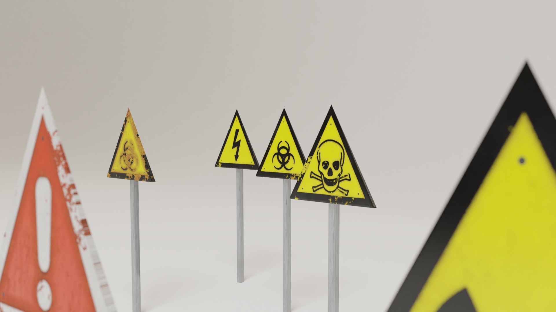 3D Warning Signs Pack - TurboSquid 1704387