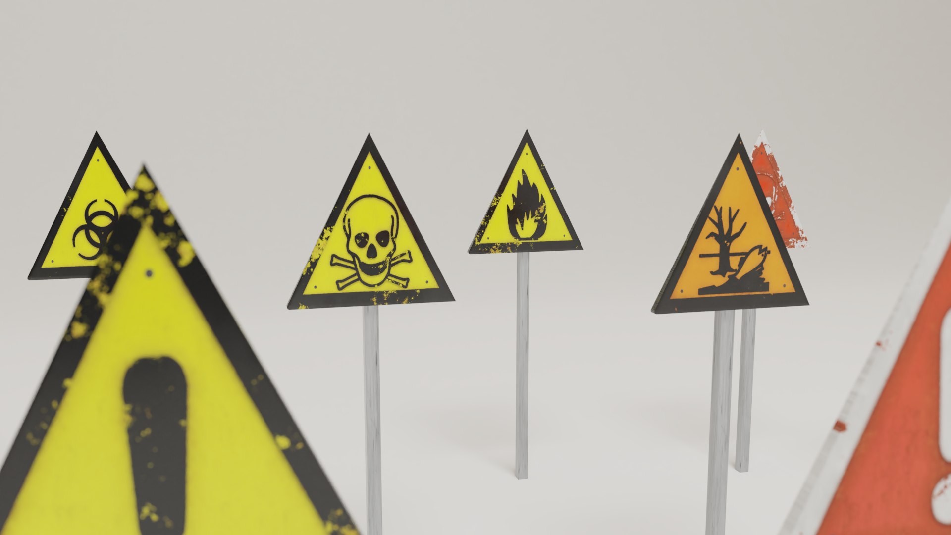 3D Warning Signs Pack - TurboSquid 1704387