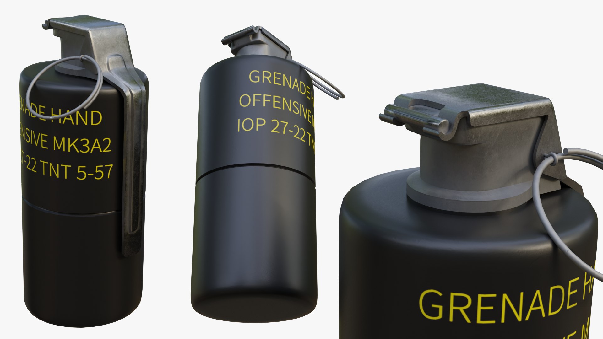 MK3A2 And MK2 Hand Grenades 3D Model - TurboSquid 2245668