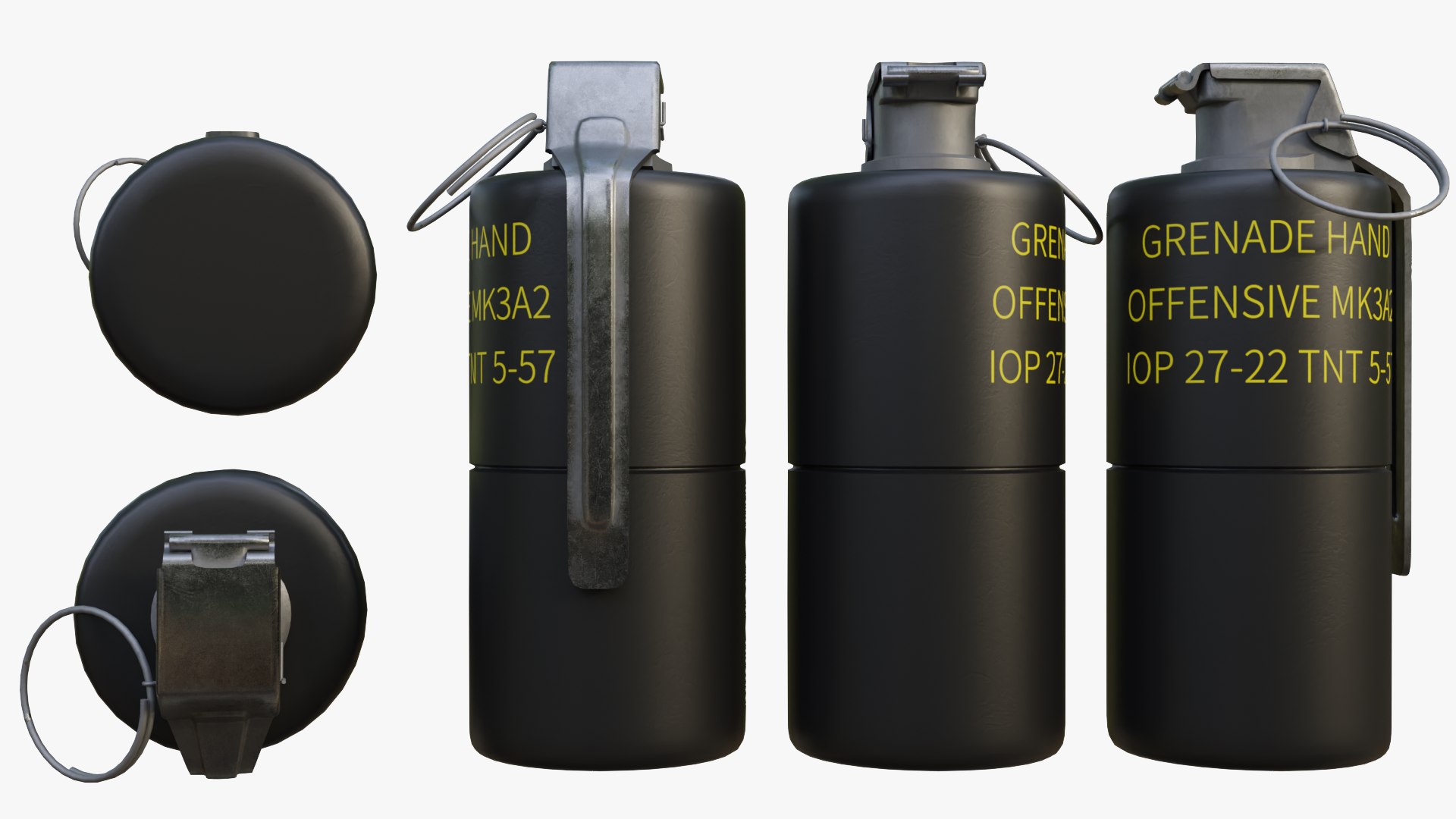MK3A2 And MK2 Hand Grenades 3D Model - TurboSquid 2245668