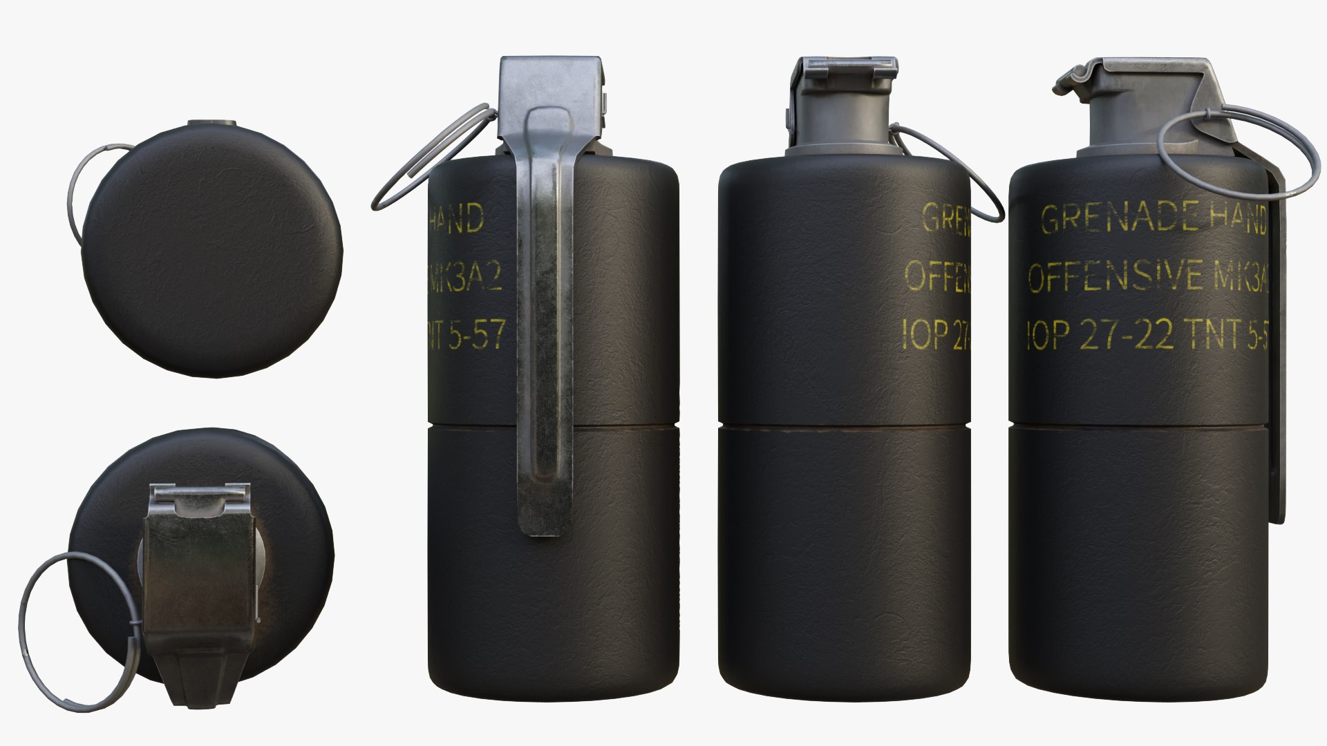 MK3A2 And MK2 Hand Grenades 3D Model - TurboSquid 2245668