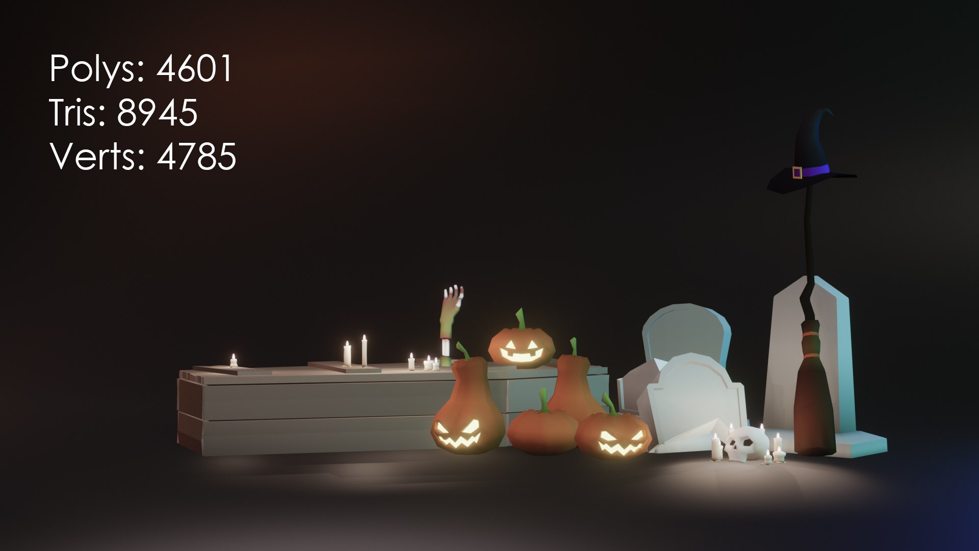 modelo 3d Conjunto Halloween Low Poly - TurboSquid 1464922