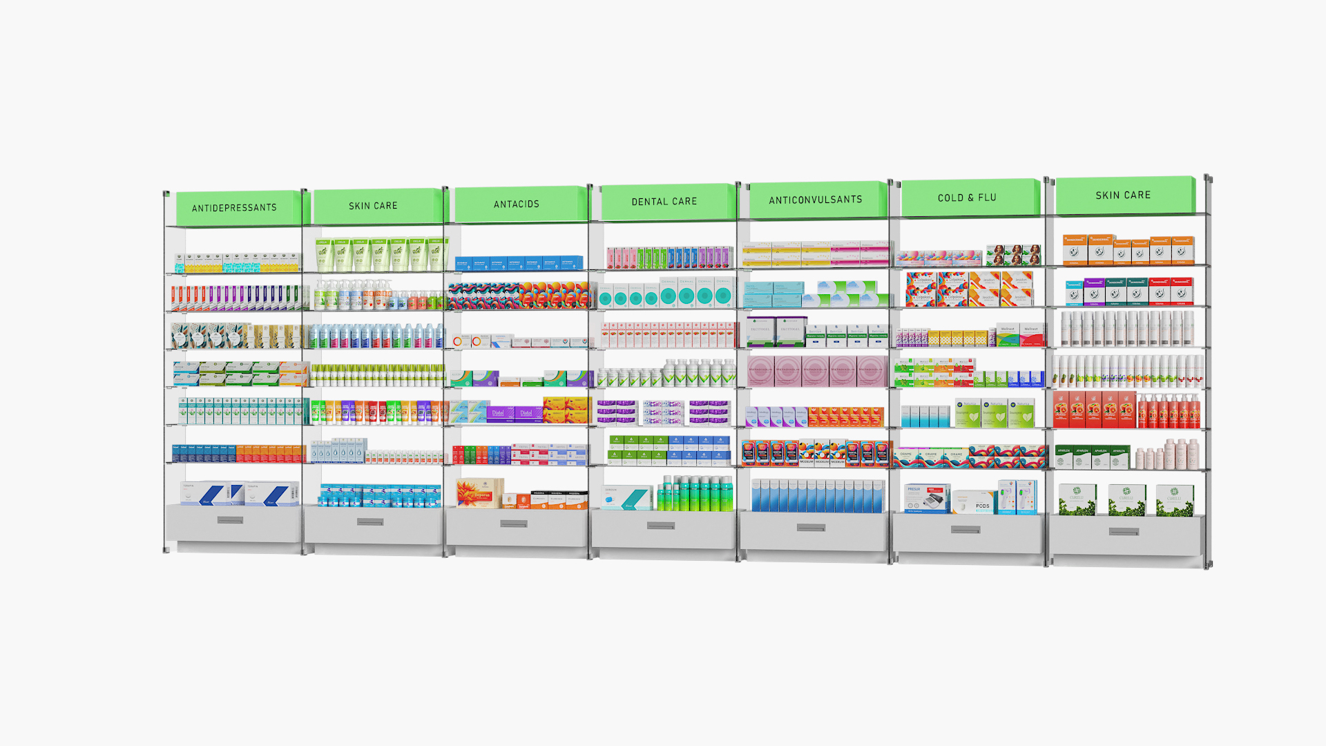 Pharmacy Shelf Unit With Products 3D Model - TurboSquid 2368877