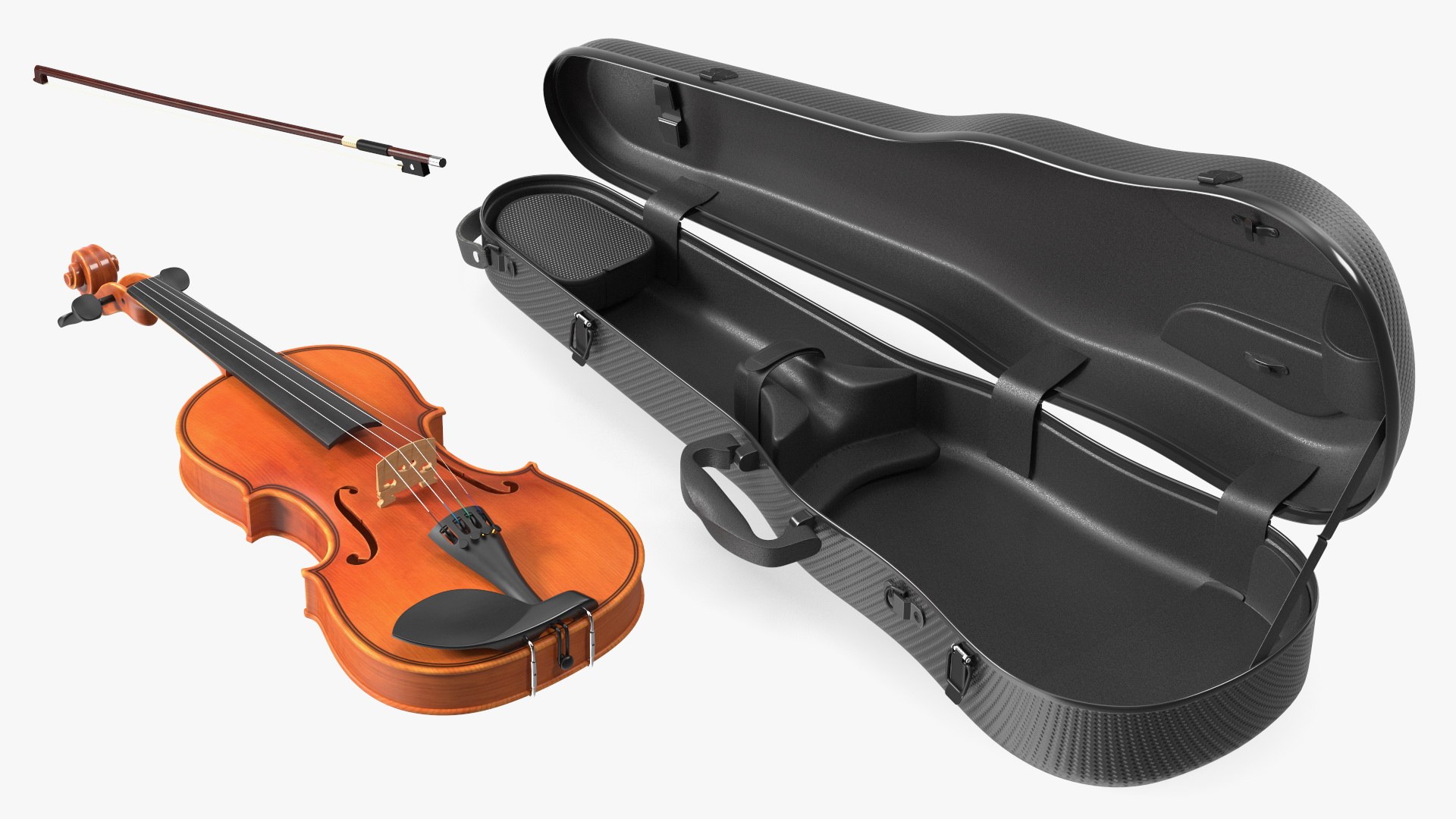 3D Violin Shaped Case Gewa Pure Black Open with Violin - TurboSquid 2143567