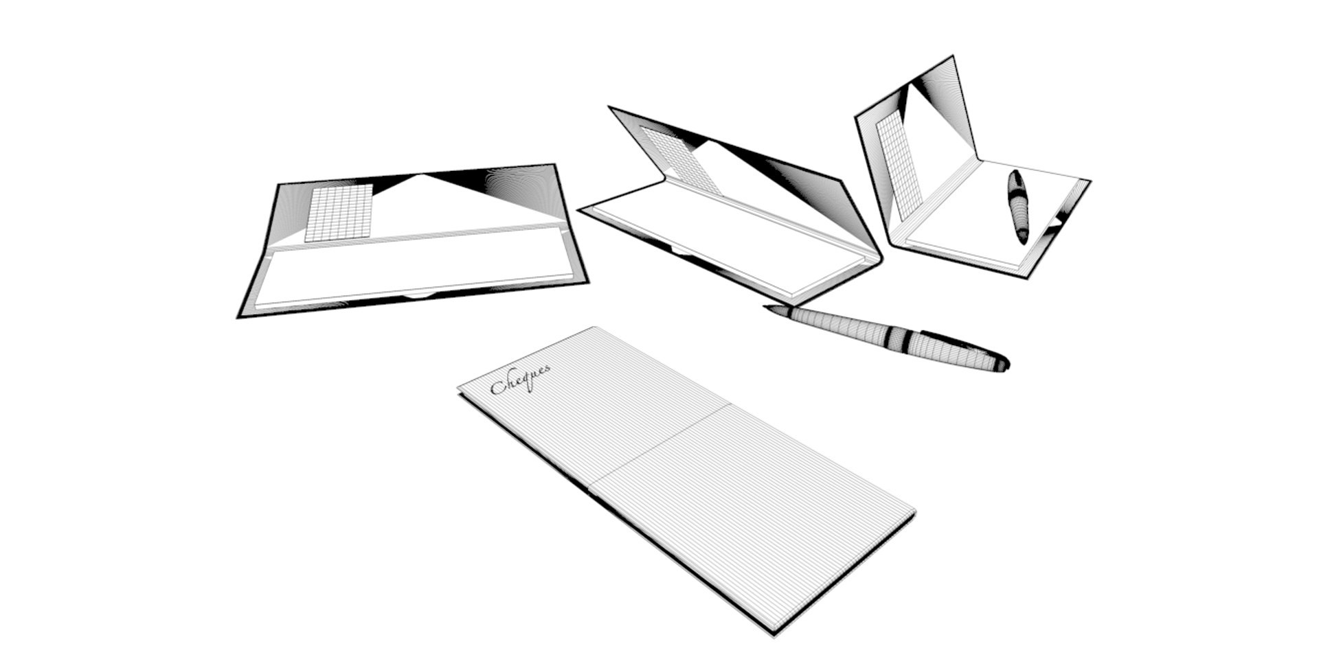 3d Model Check Book Pen