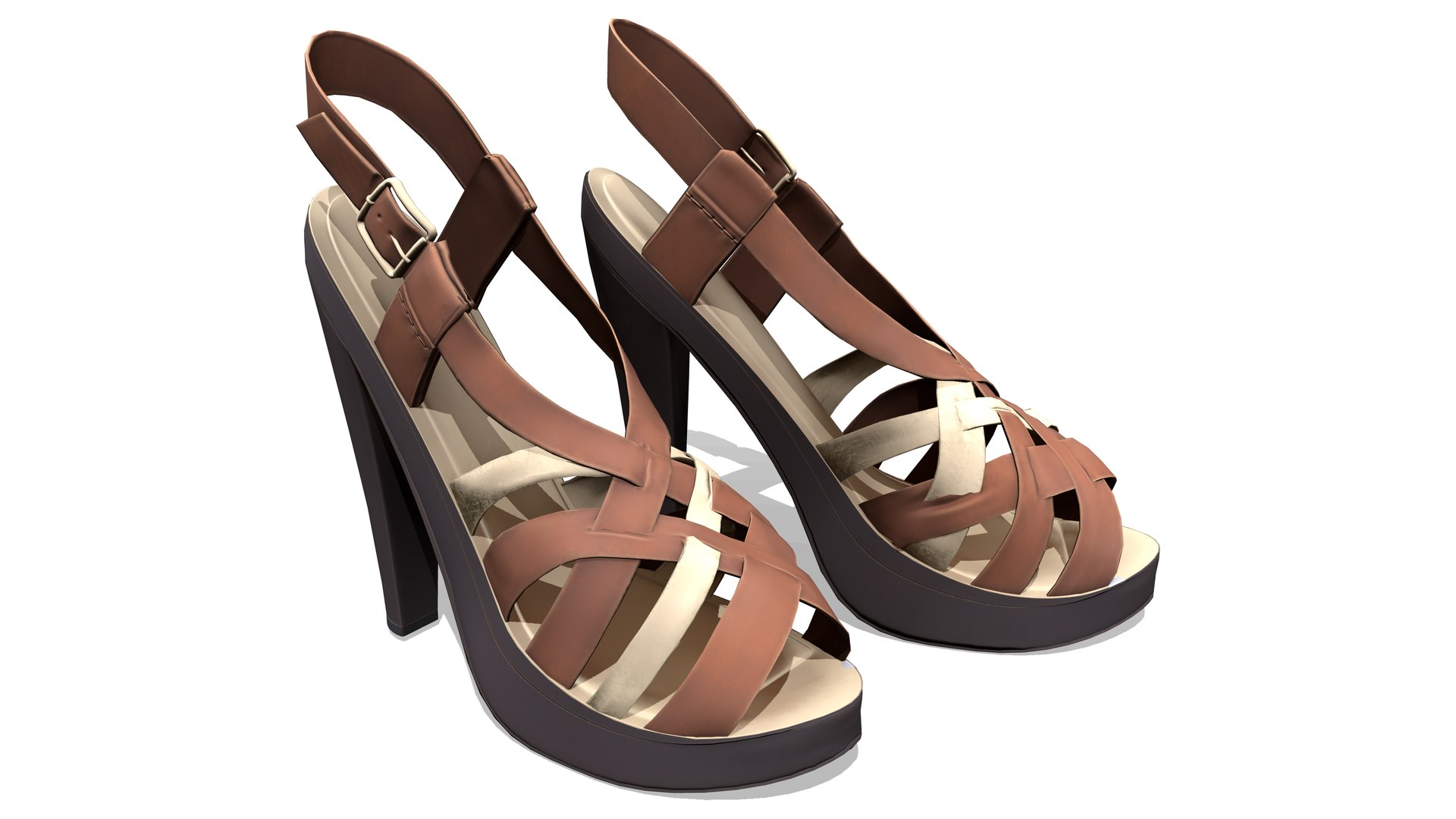 modelo 3d Blue-Beige Leather Peep Toe High Heel Shoes - TurboSquid 2072176