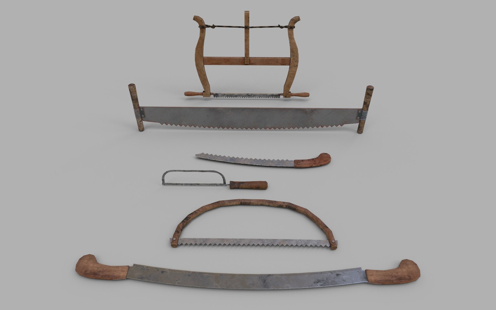Pack Of 6 Medieval Saws And Hacksaws Model - TurboSquid 1732304