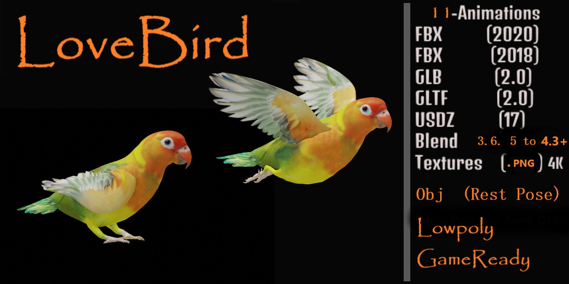 Lovebird Parrot 3D Model - TurboSquid 2339558